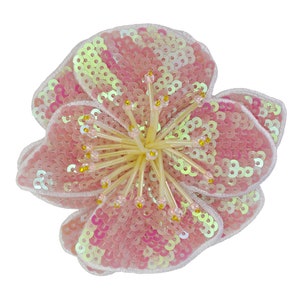 Sequin Flower Patch, 3D Flower Patches, Floral Patch, Beaded Flower Applique, Embroidery Patch ...