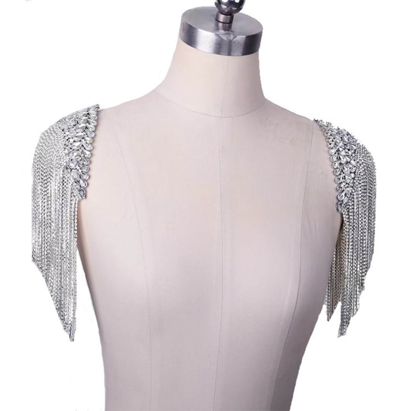 Crystal Tassel Fringe Epaulettes Shoulder Patches Wedding Dress ...