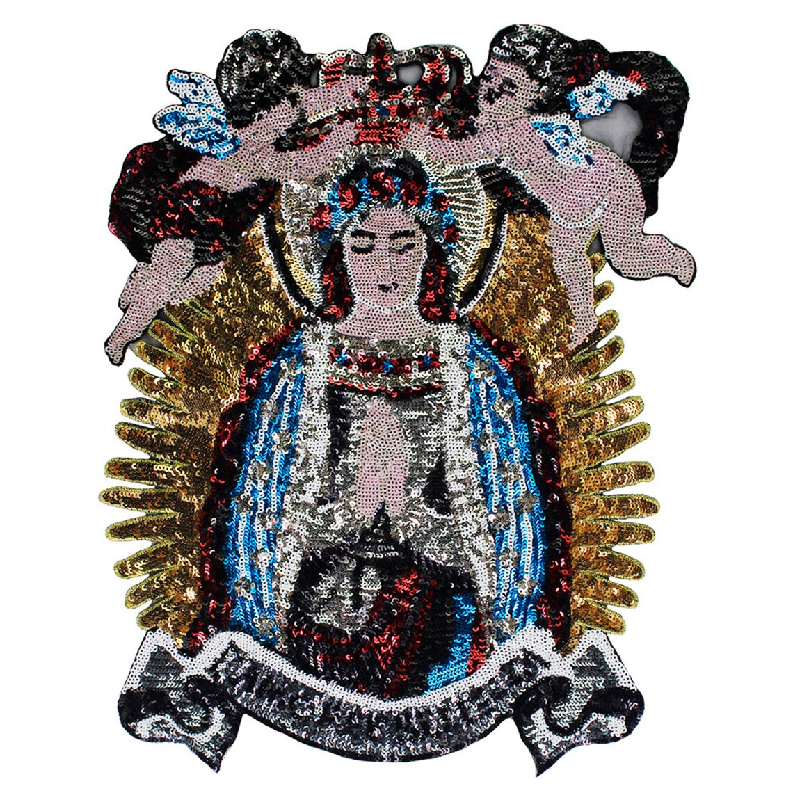 Large Sequin Lady of Guadalupe Patches Virgin Mary Applique - Etsy