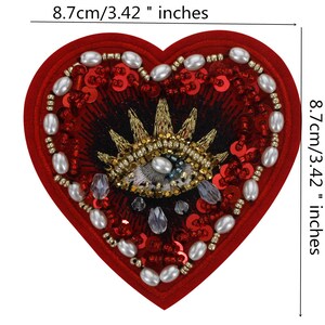 Beaded Milagro Heart Patches Sacred Heart Applique Evil Eyes Patches ...