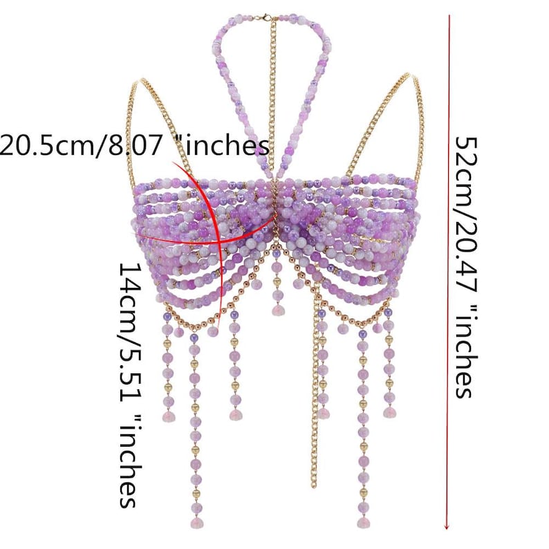 Handmade Crystal Body Chain Mermaid Bra Top Rhinestone Beads Bikini ...