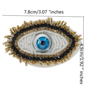 Evil Eye Patches Evil Eye Charm Badges Beaded Crystal Applique Sew on Patch Handwork Rhinestones ...