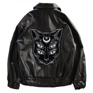 Fashion Black Cat Embroidery Patches Iron on Stickers DIY for Punk ...
