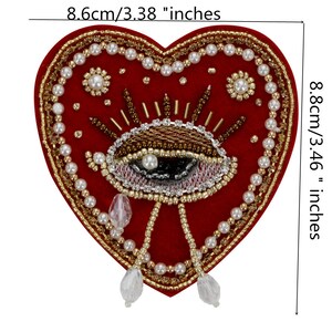 Beaded Milagro Heart Patches Sacred Heart Applique Evil Eyes Patches ...