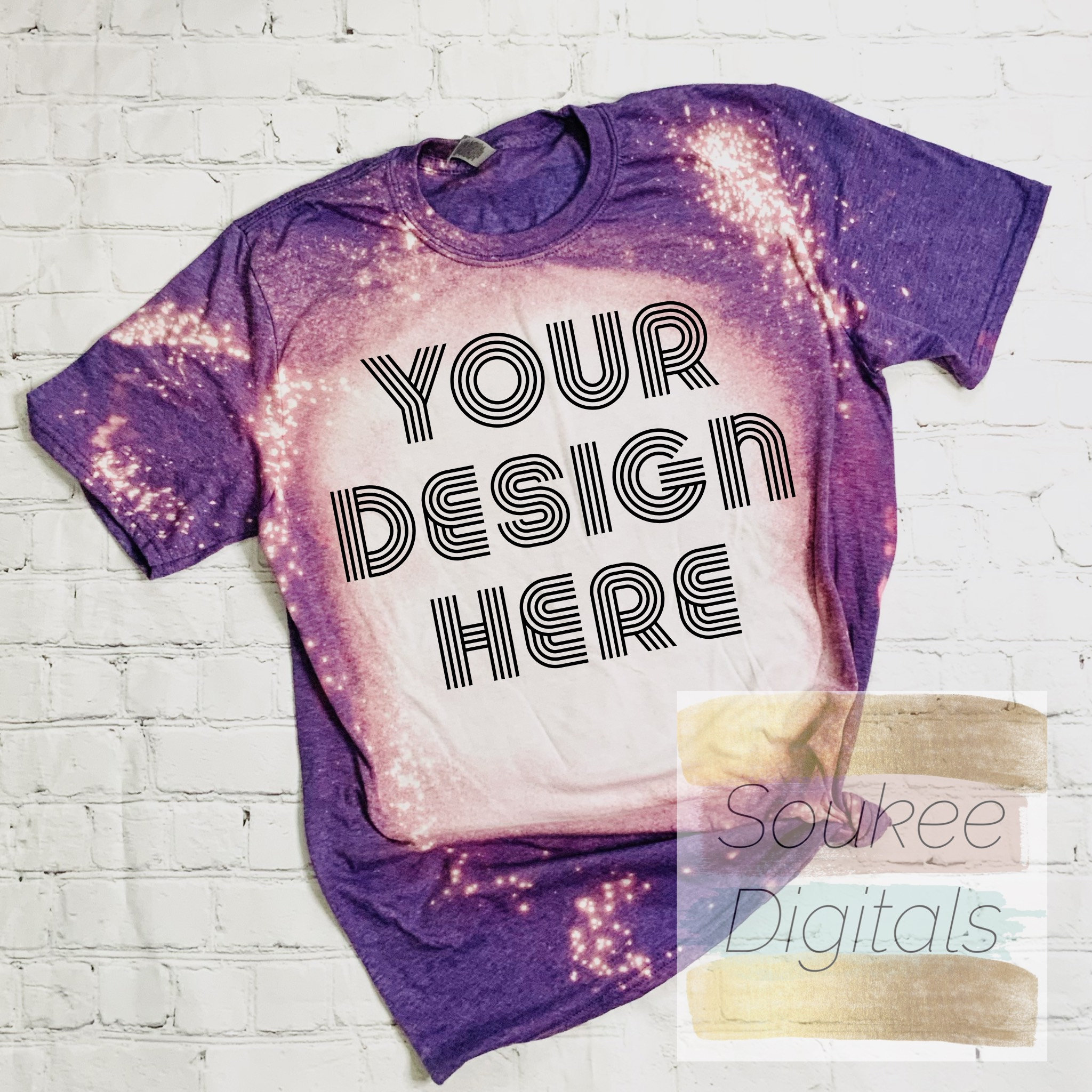 Bleached Gildan Softstyle Heather Purple 64000 Shirt Mock Up Etsy