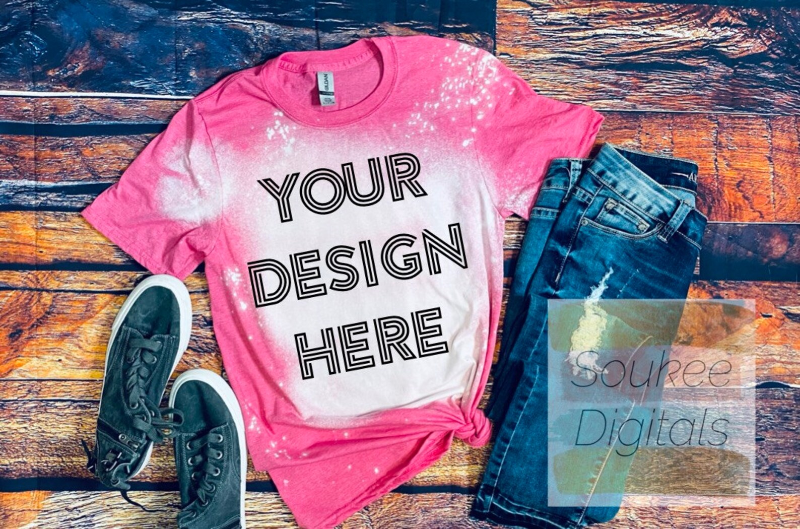 Bleached Gildan Softstyle Heather Heliconia 64000 Shirt Etsy