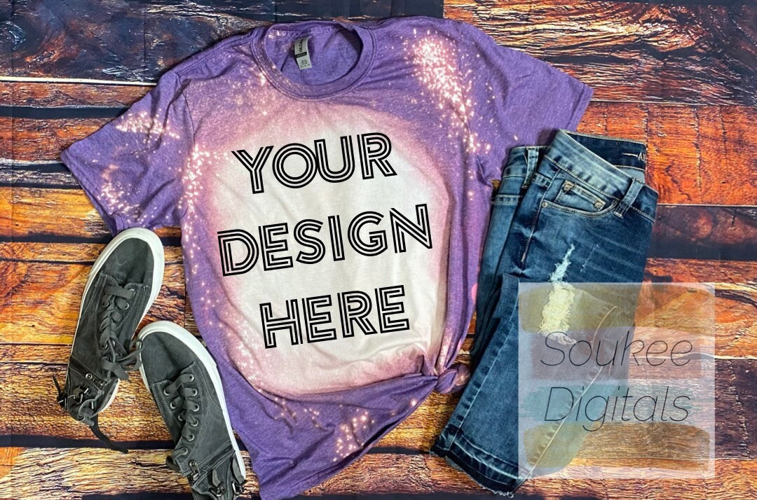 Bleached Gildan Softstyle Heather Purple 64000 Shirt Mock Up Etsy