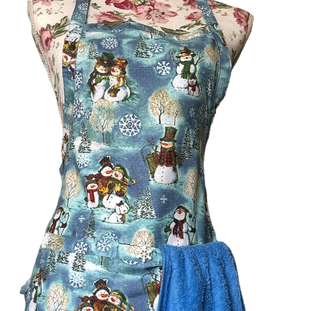 CHRISTMAS HOLIDAY Snowman Colorful Apron for Women Kitchen Apron ...