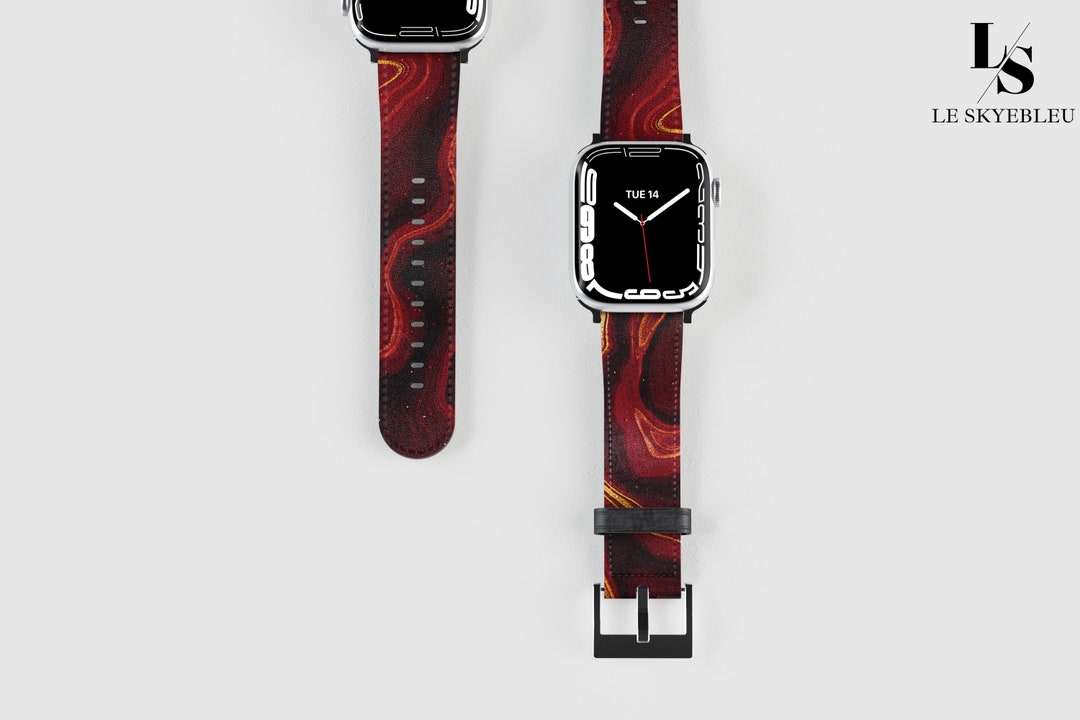 Red Fire Vegan Leather Women Apple Watch Strap Available for Apple ...