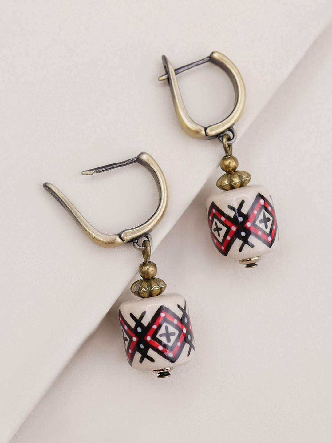 Traditional Ukrainian Design Earrings, Dangle Drop Ceramic Earrings ...
