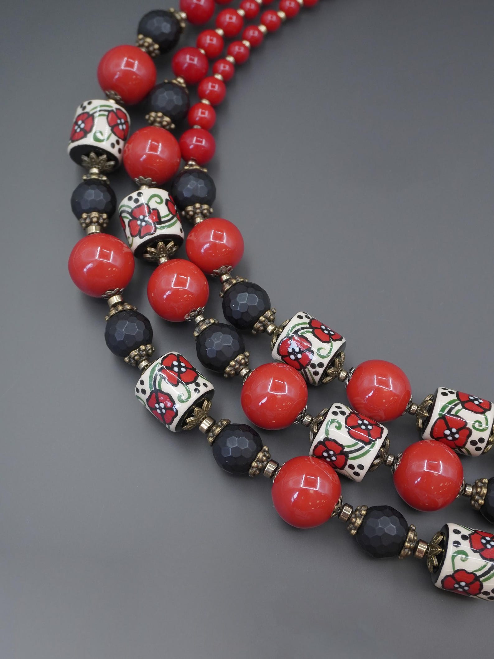 Traditional Ukrainian Namysto, Royal Beaded Necklace, Three Strand ...