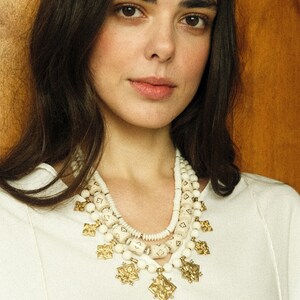 Stylish Combined Necklaces, Traditional Ukrainian White Ceramic Jewelry ...