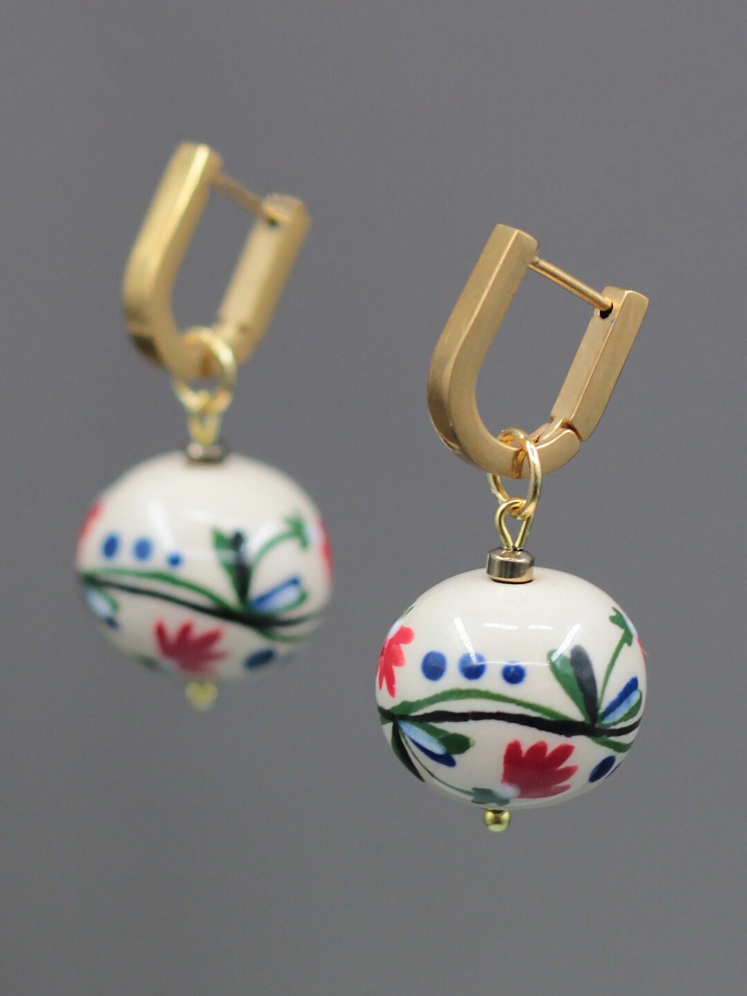Dainty Ukrainian Earrings With Floral Pattern, Ethnic Jewelry ...