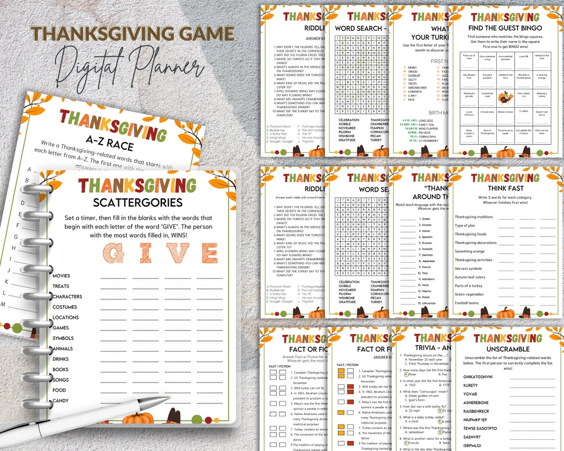 Thanksgiving Word Scramble Game, Thanksgiving Vocabulary Game, Holiday ...