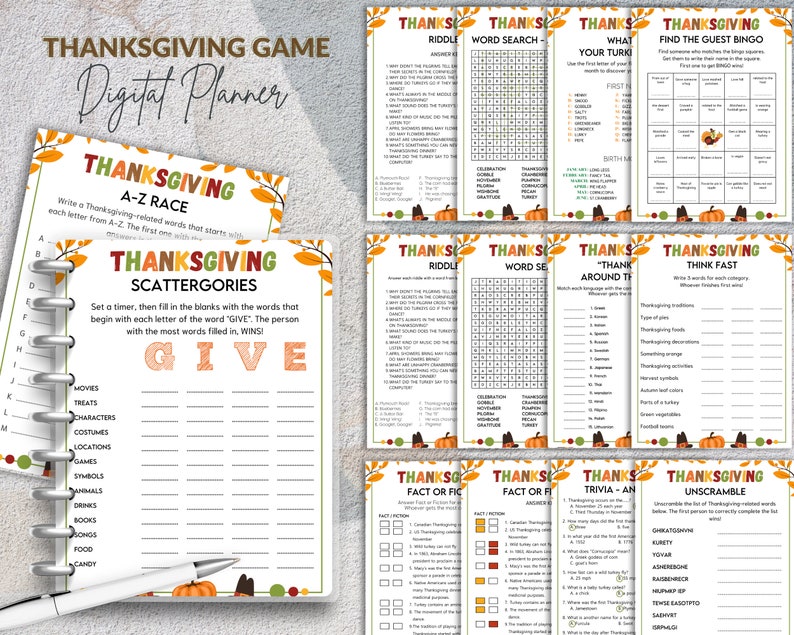 Thanksgiving Word Scramble Game, Thanksgiving Vocabulary Game, Holiday ...
