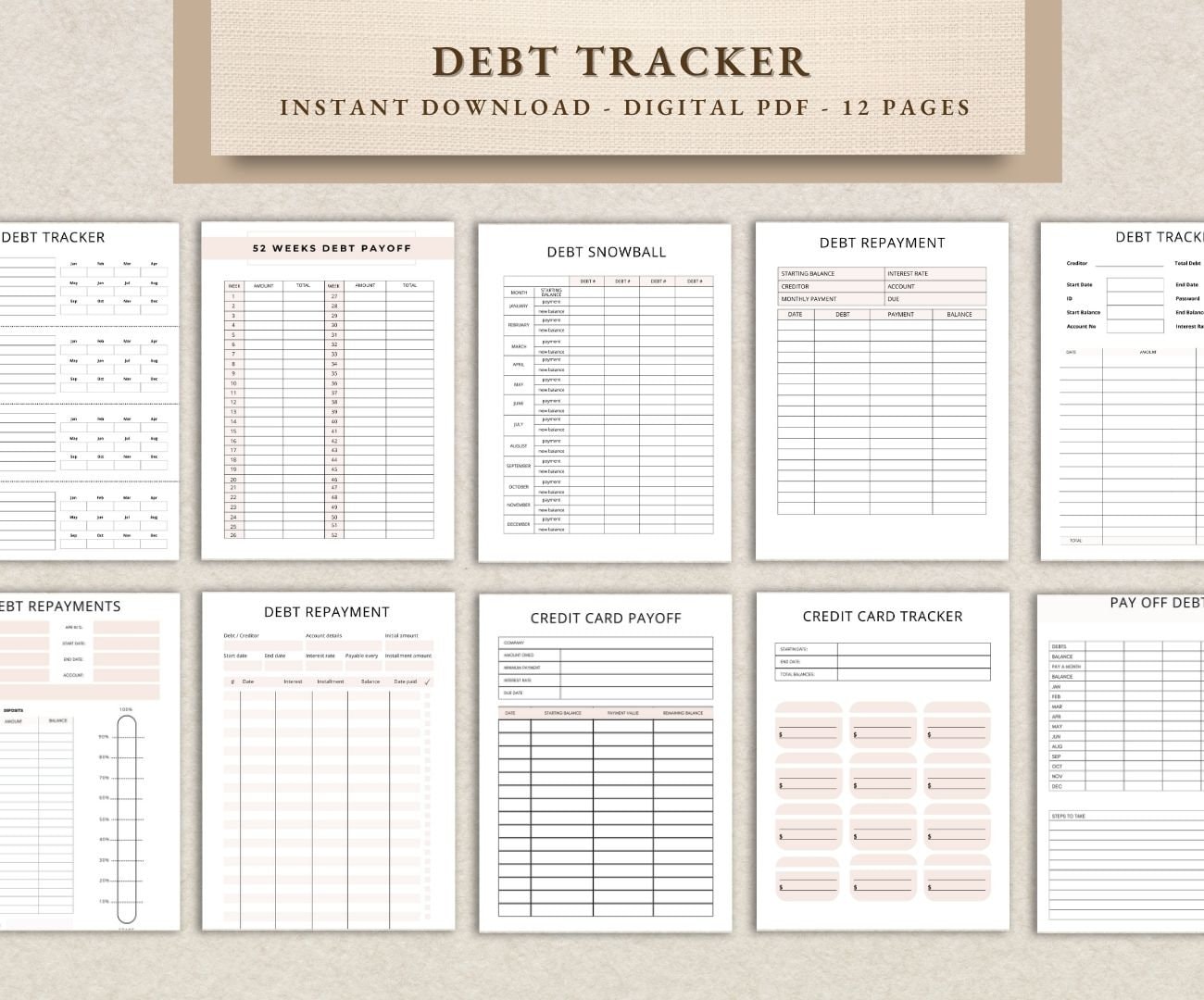 Debt Payment Tracker Printable Debt Payoff Log Debt - Etsy