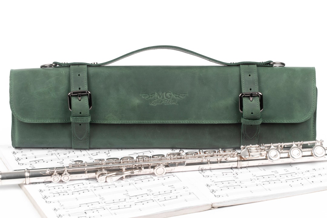 MG Leather Work Flute Bag, Leather Flute Gig Bag, Great Personalized ...
