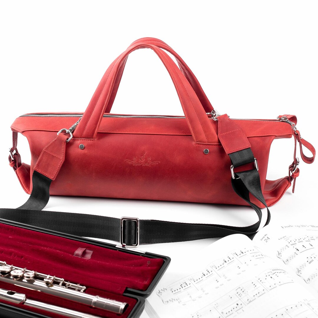 Handmade Leather Flute Gig Bag: Italian Leather, Shoulder Strap - Etsy