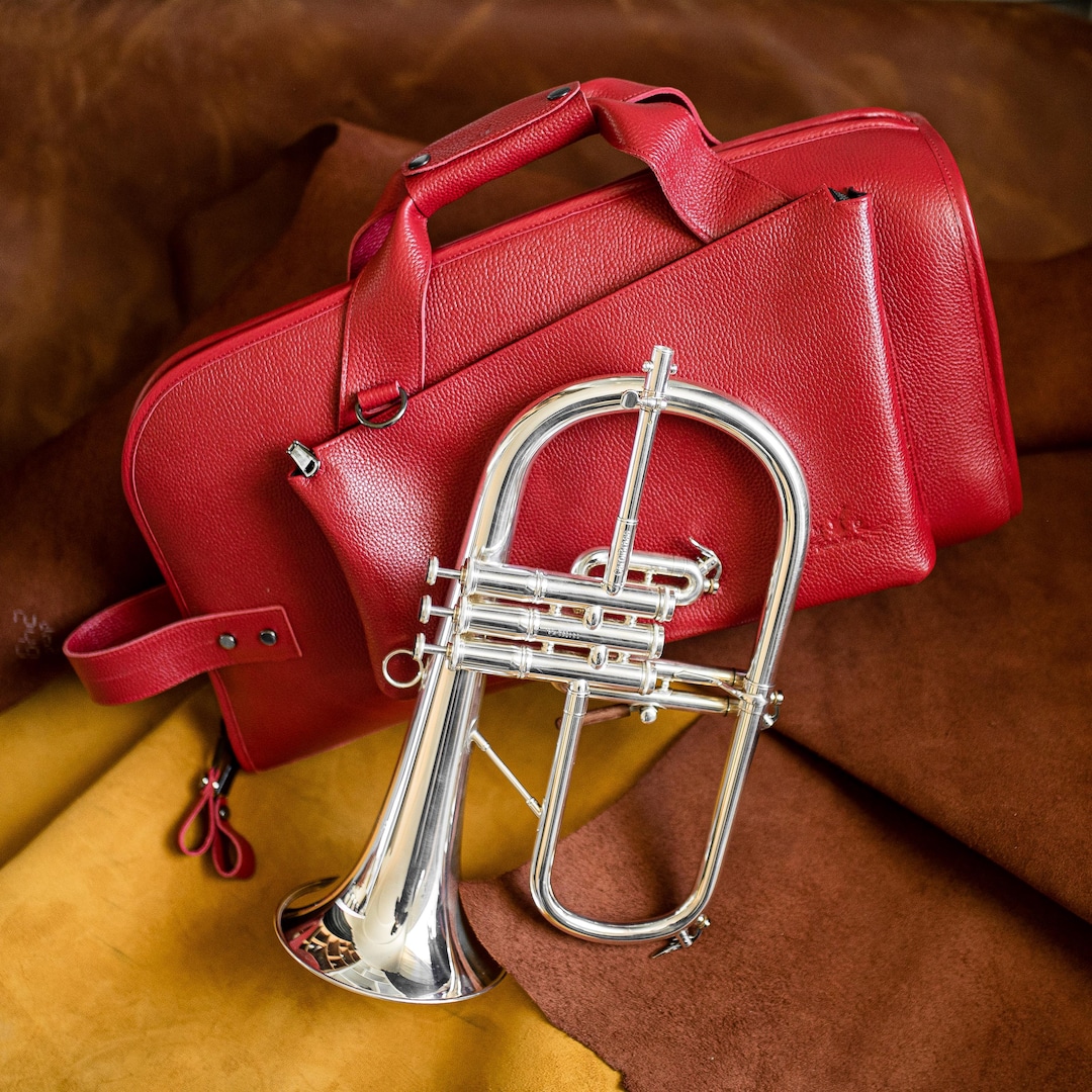 Red Leather Flugelhorn Bag, Flugelhorn Gig Bag, Trumpet Case ...
