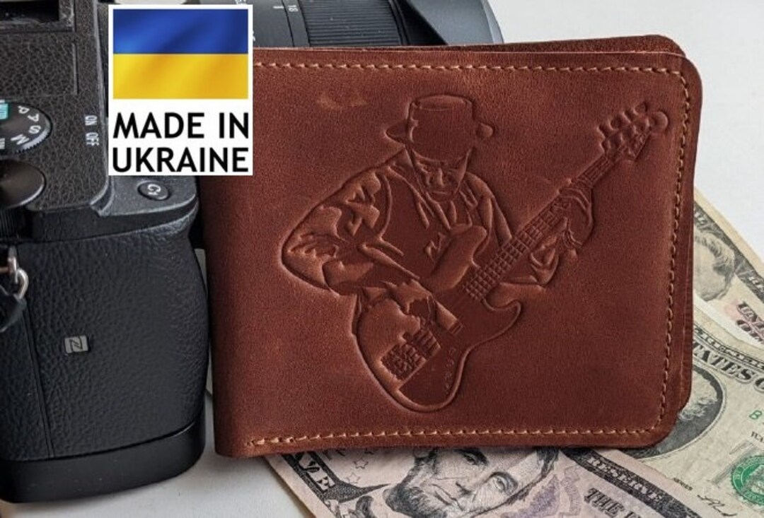 Personalized Leather Wallet With Bass Guitar Player Print Great Gift ...