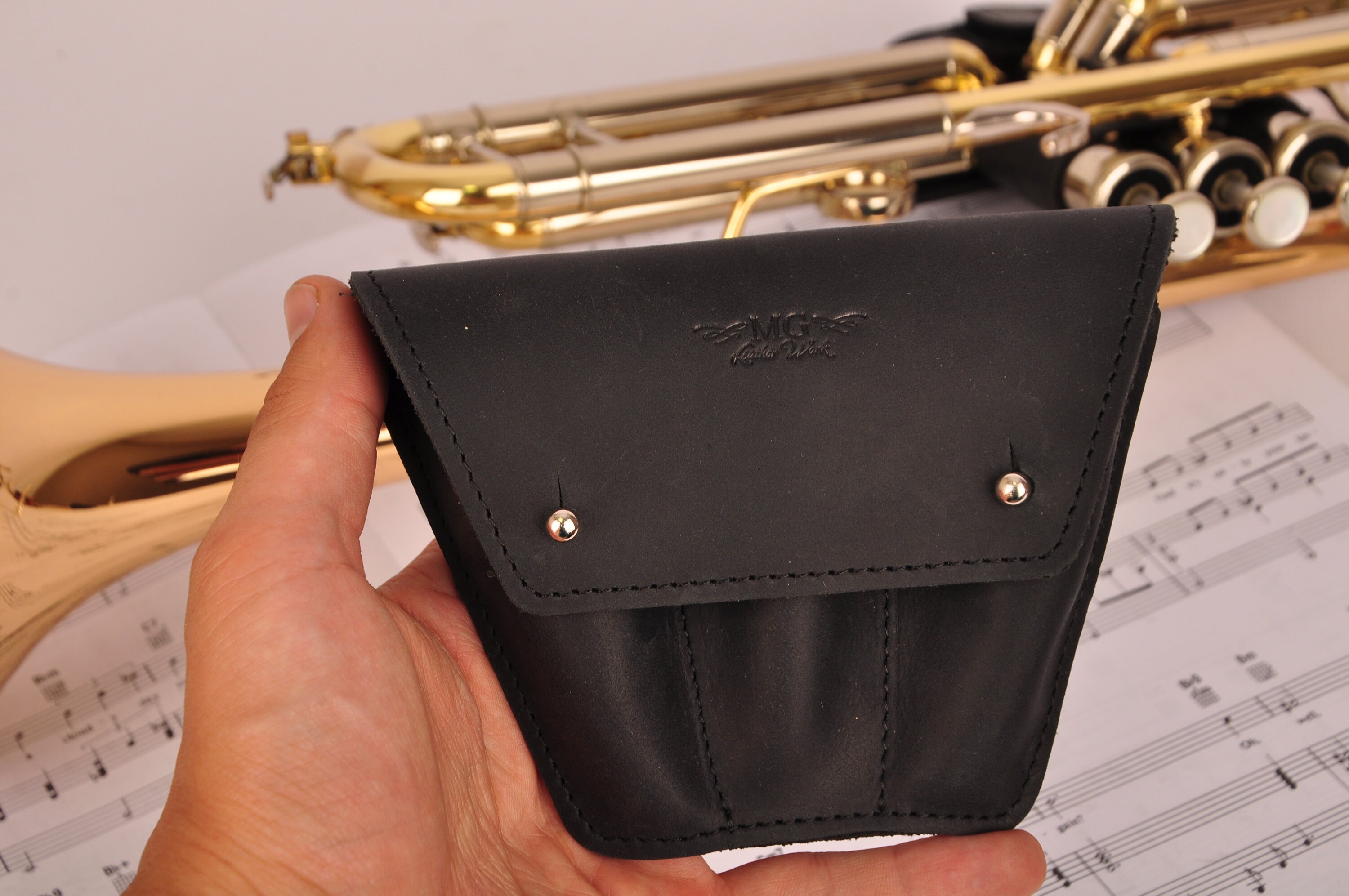 Trumpet Triple Personalized Leather Mouthpiece Holder for | Etsy