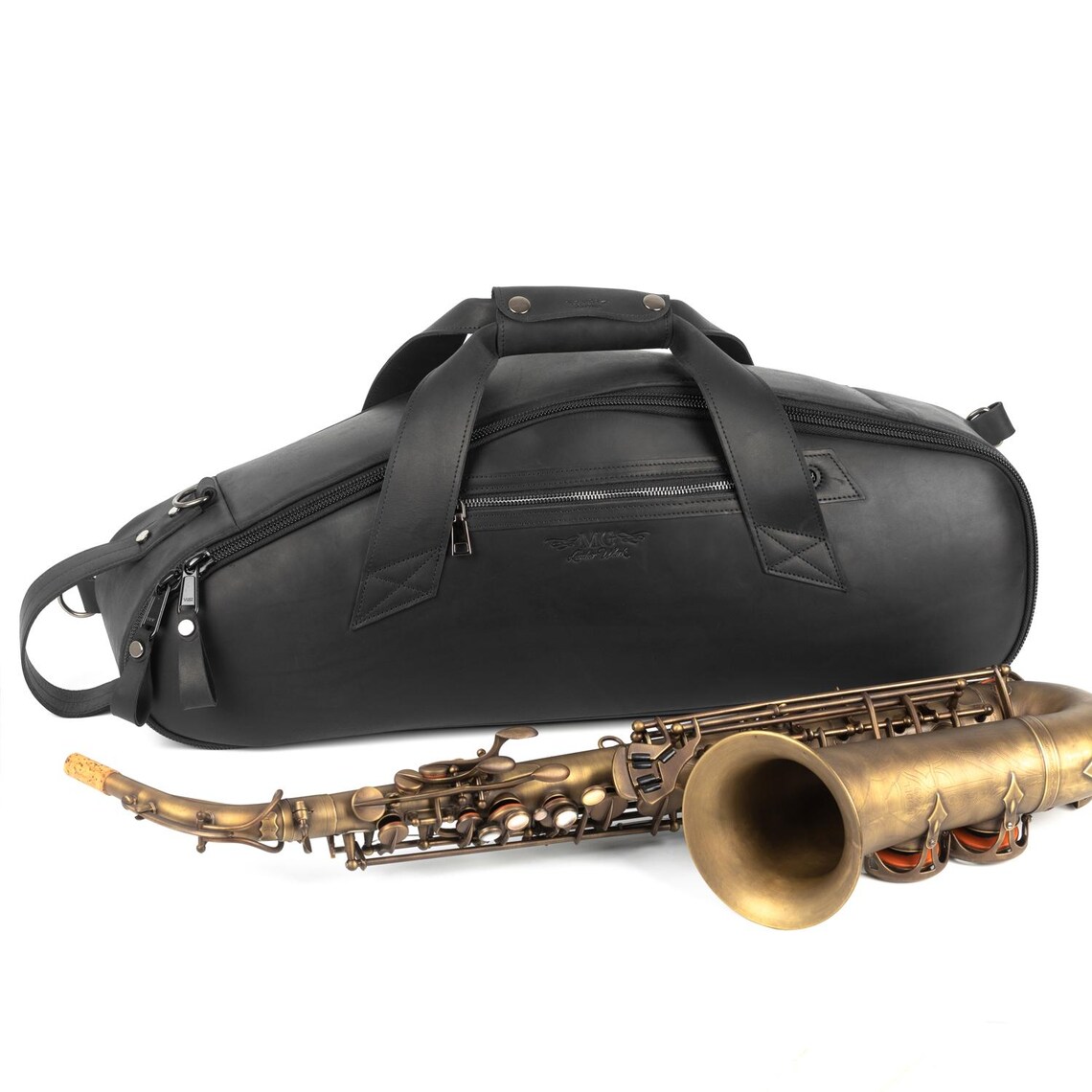 Alto Saxophone Bag, Alto Sax Case, Genuine Leather Lightweight Bag for ...