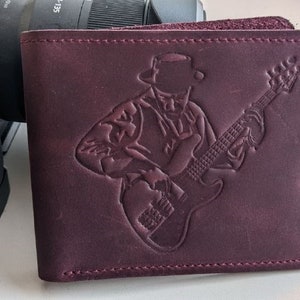 Personalized Leather Wallet With Bass Guitar Player Print Great Gift ...