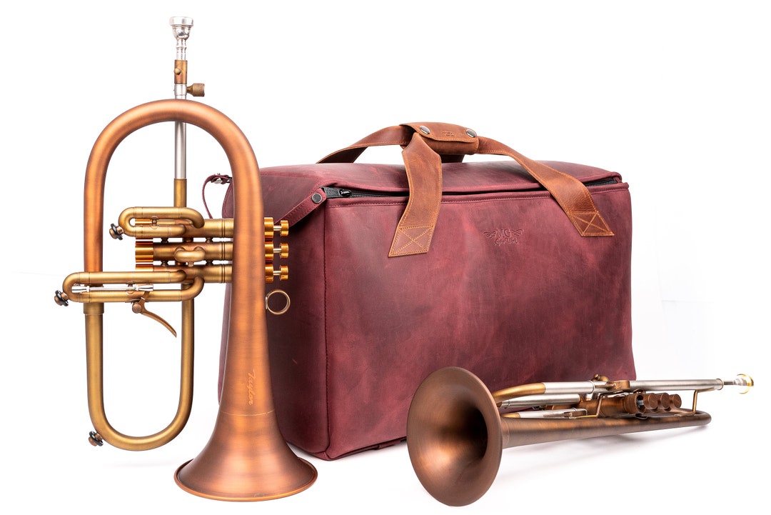 Trumpet Leather Bag, Double/triple Gig Bag for Flugelhorn, Cornet ...