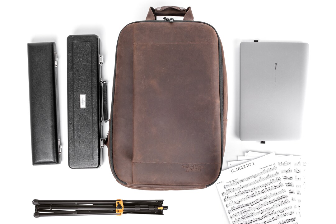 Leather Flute Backpack: Personalized Flutist Gift, B Foot Flute Bag - Etsy