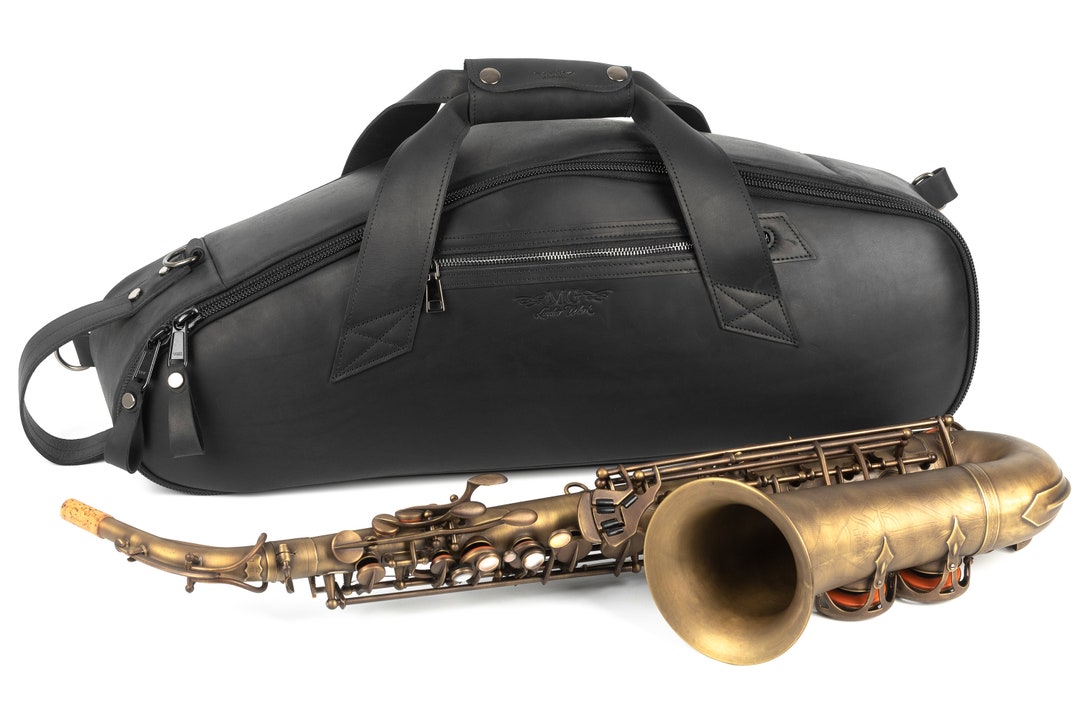 Alto Saxophone Bag, Alto Sax Case, Genuine Leather Lightweight Bag for ...