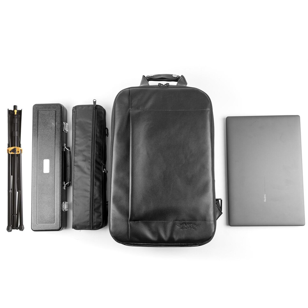 Flute Leather Backpack, Black Leather Flute Backpack, Personalized Gift ...