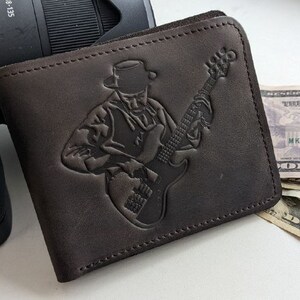 Personalized Leather Wallet With Bass Guitar Player Print Great Gift ...