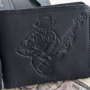 Personalized Leather Wallet With Bass Guitar Player Print Great Gift ...