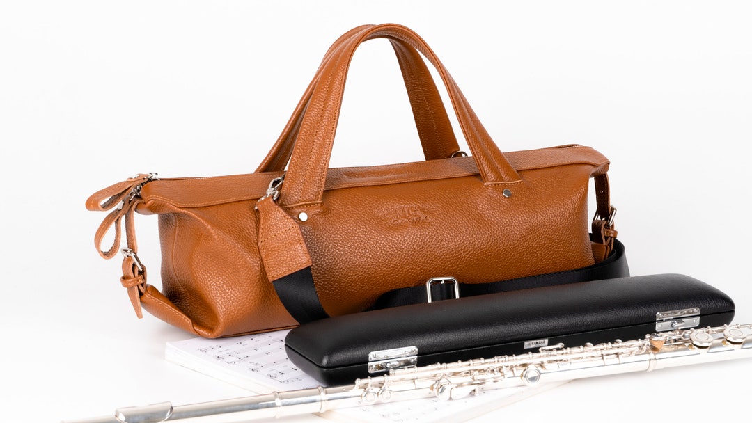 Italian Leather Double Flute Bag: Personalized Handmade Flute Case - Etsy