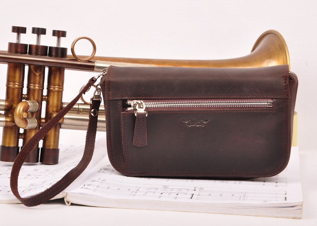 Trumpet Leather Holder for 4 or 7 Trumpet Mouthpieces, Mouthpiece Case ...