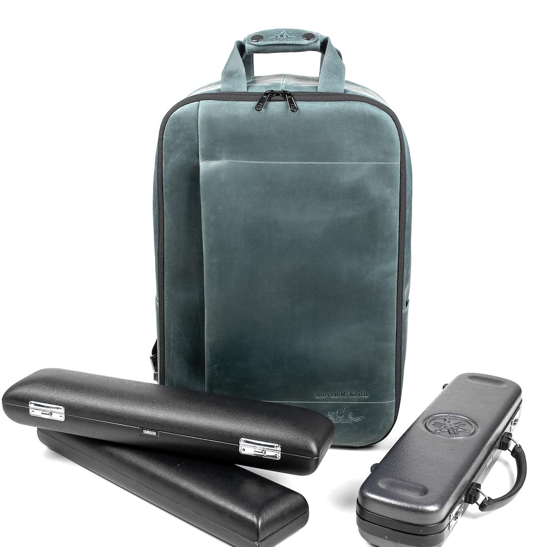 Personalized Leather Flute Backpack: Handmade Carrying Case for 3 ...