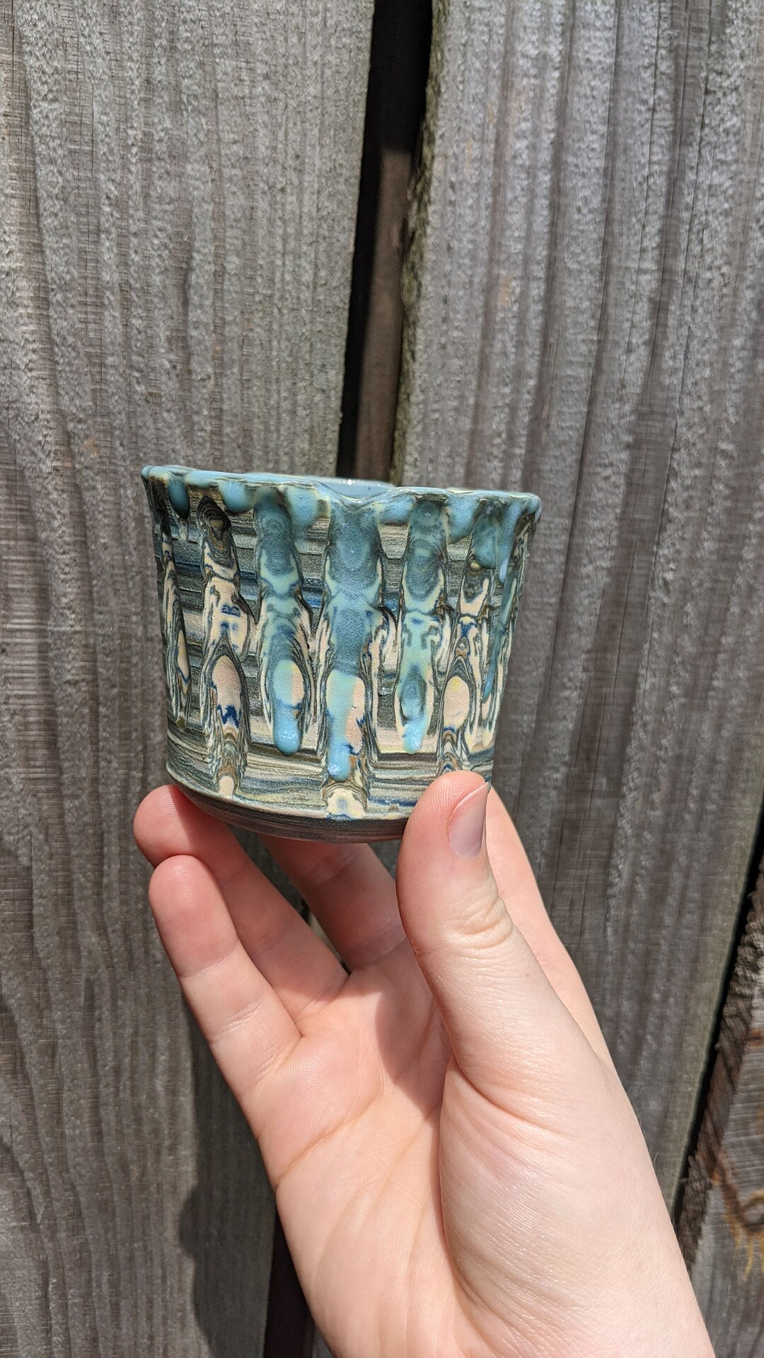 Multi-colored Mason Stain Hand Carved Tumbler, Blue, Green, Yellow ...