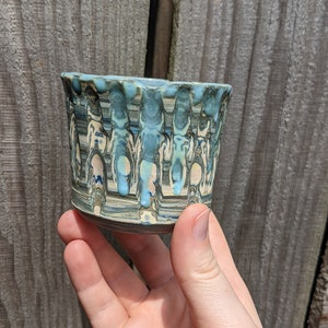 Multi-colored Mason Stain Hand Carved Tumbler, Blue, Green, Yellow ...