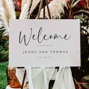Minimalistic Wedding Welcome Sign Template Calligraphy Wedding Signage ...