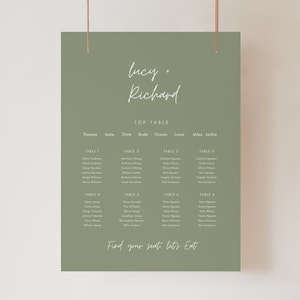 Sage Green Arched Wedding Seating Chart Template (canva) - Etsy