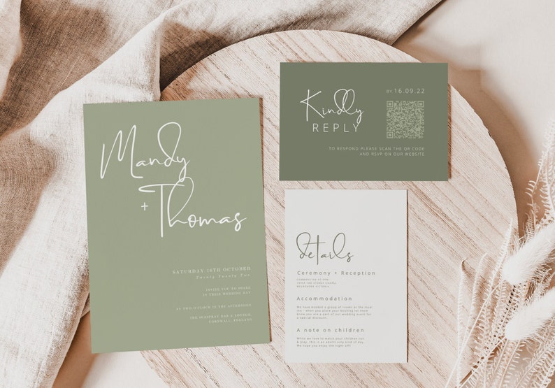 Sage Green Wedding Invitation Template Canva Sage Wedding - Etsy