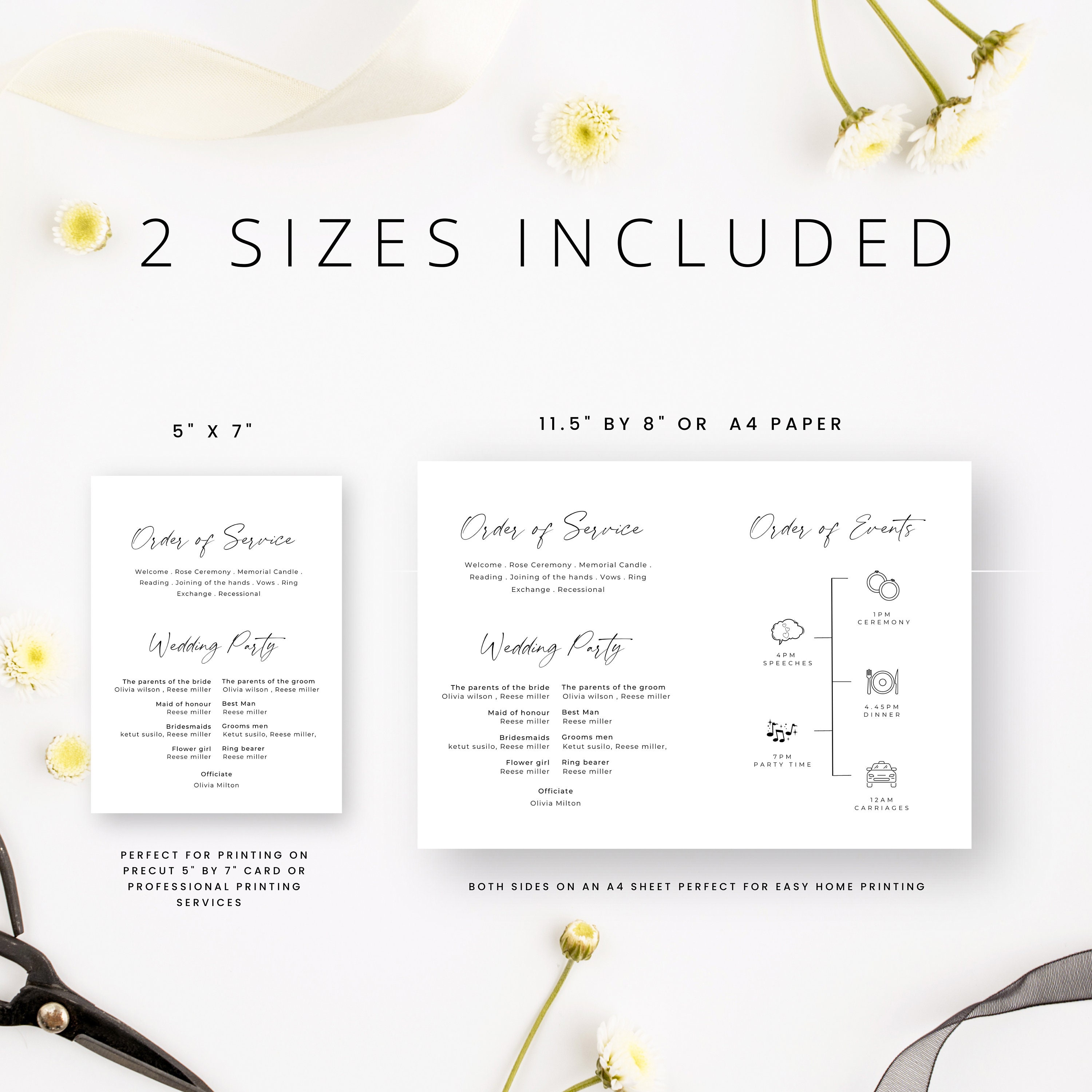 Wedding Program Fan Template Wedding Fan Program Timeline - Etsy