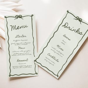 Double Sided Menu Card Wavy Wedding Menu Template Wavy Drinks Menu ...
