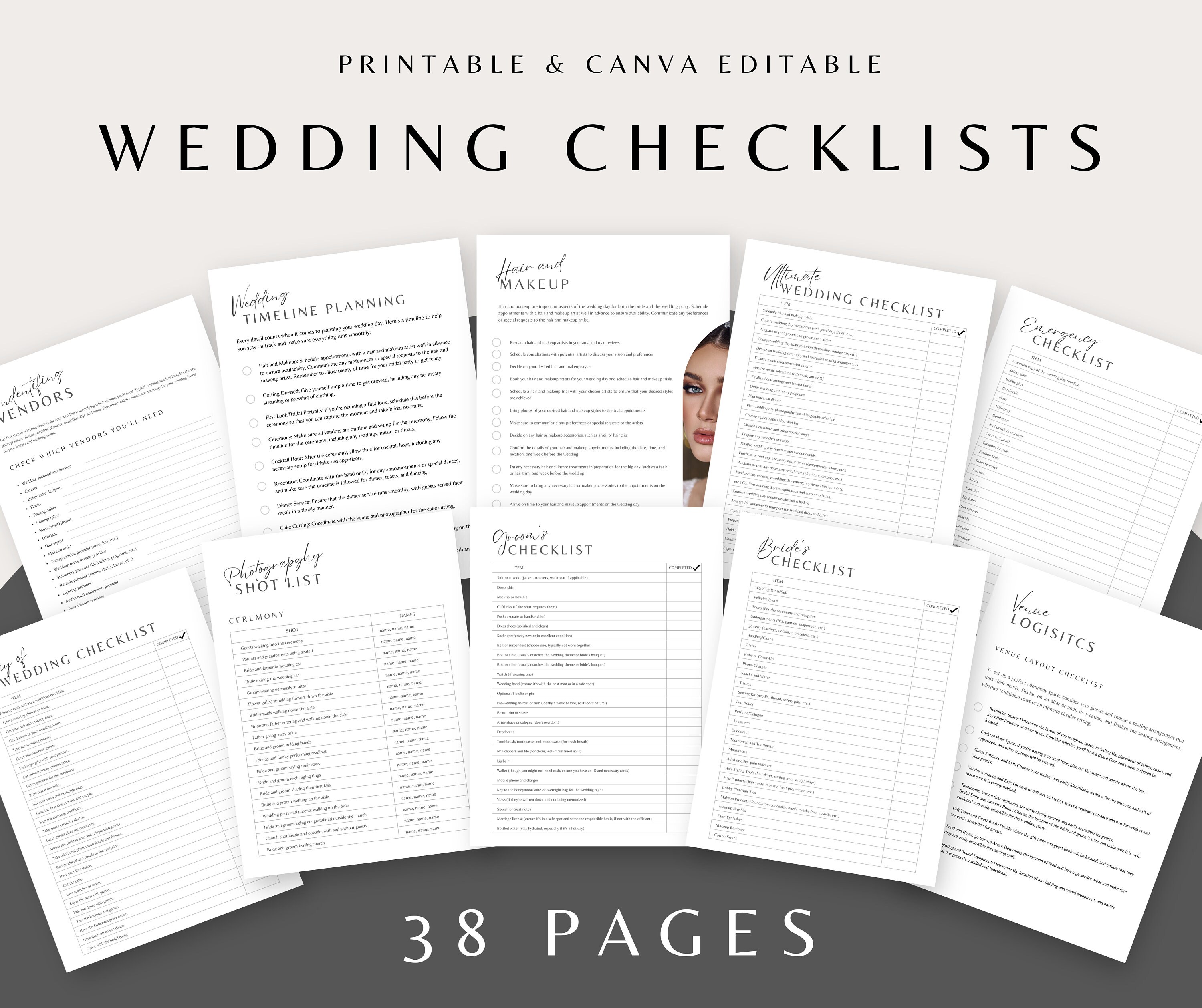 Printable Wedding Planning Check List Wedding Day Checklist Wedding ...