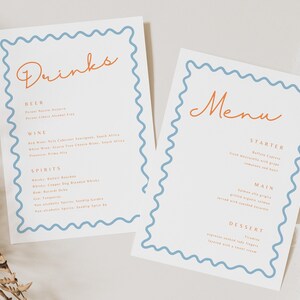 Wavy Wedding Menu Template: Hand-drawn Scribble Design (printable) - Etsy