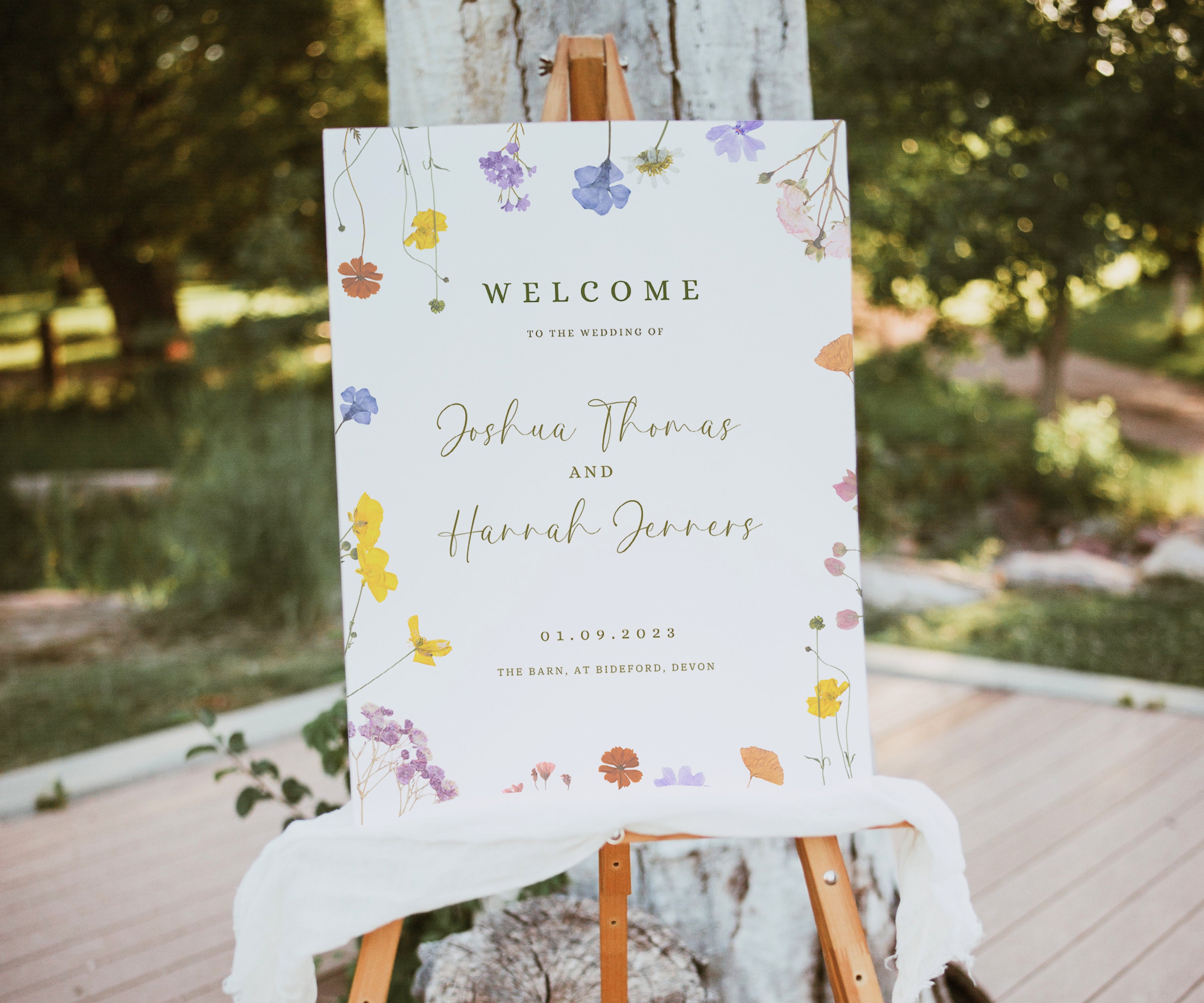 Wedding Welcome Sign Canva Template Floral Welcome to Our Wedding Sign ...