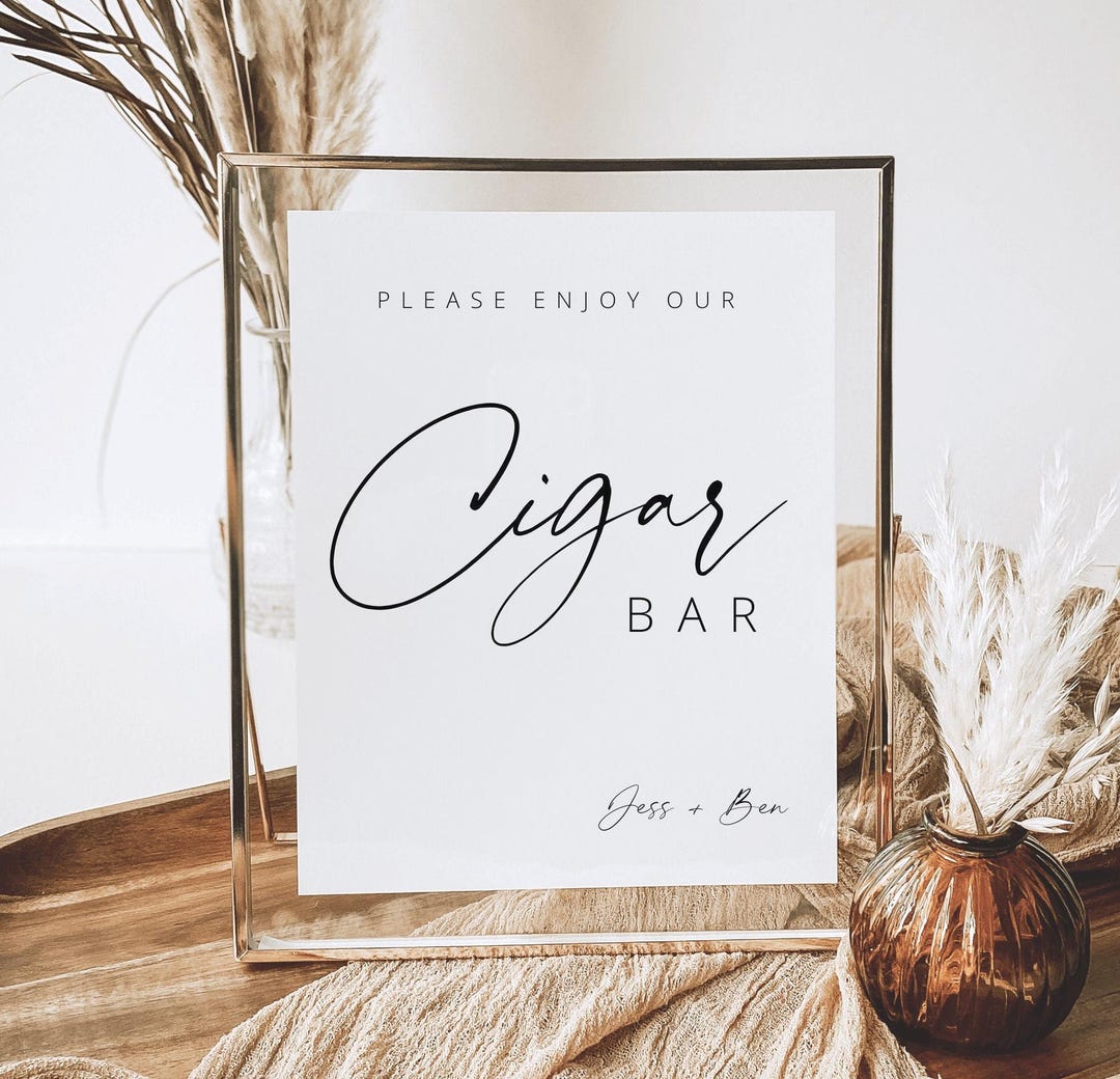 Wedding Cigar Bar Sign Simple Minimalist Smoking Favour Idea Modern ...
