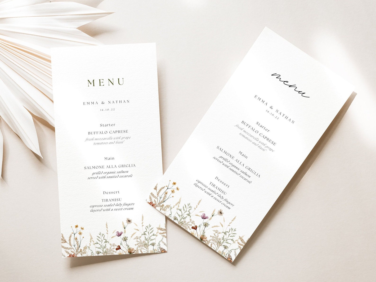 Wildflower Menu Wedding Reception Menu Template Floral Wedding - Etsy