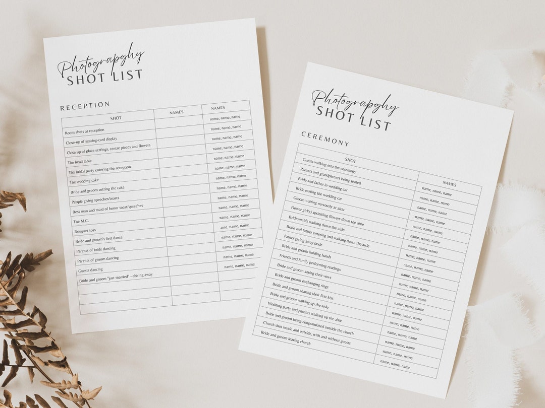 Wedding Photography Shot List Printable Printable Wedding Photography ...