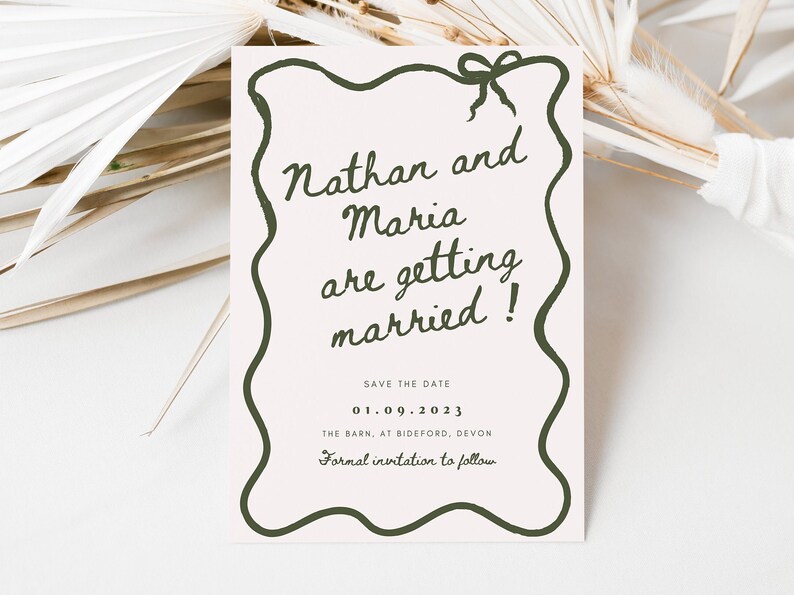 Wavy Border Save the Date Template Whimsical Scribble Illustration Save ...